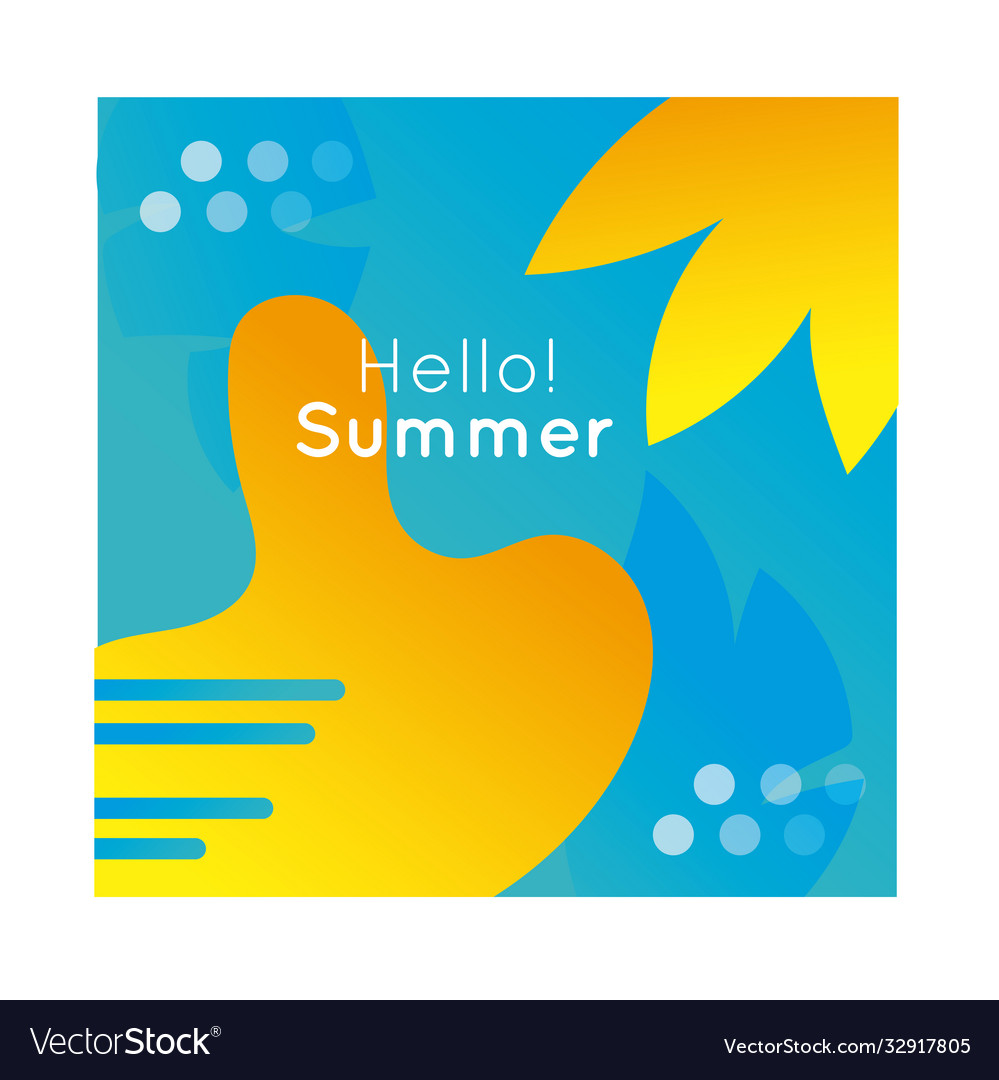 Hello summer colorful banner with leaf plant Vector Image