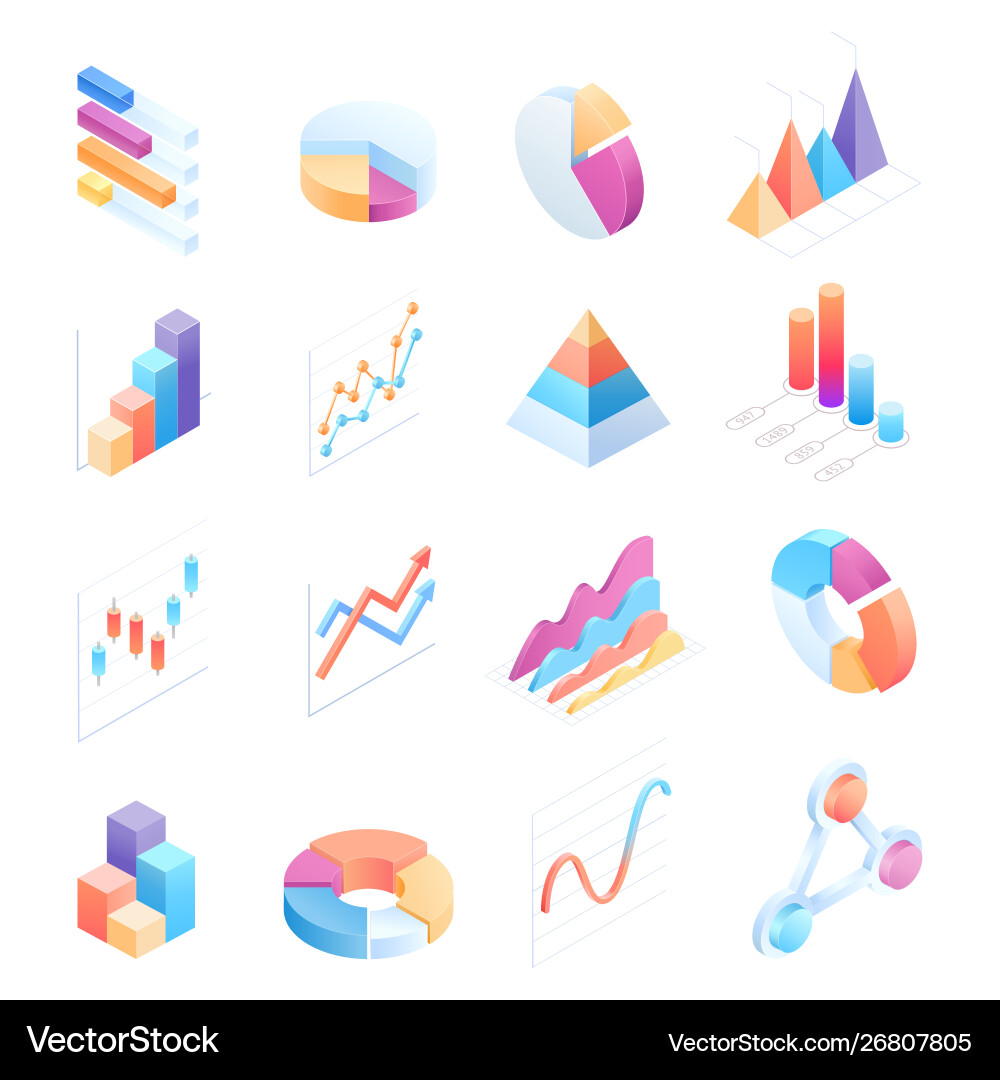Infographics isometric elements icons Royalty Free Vector