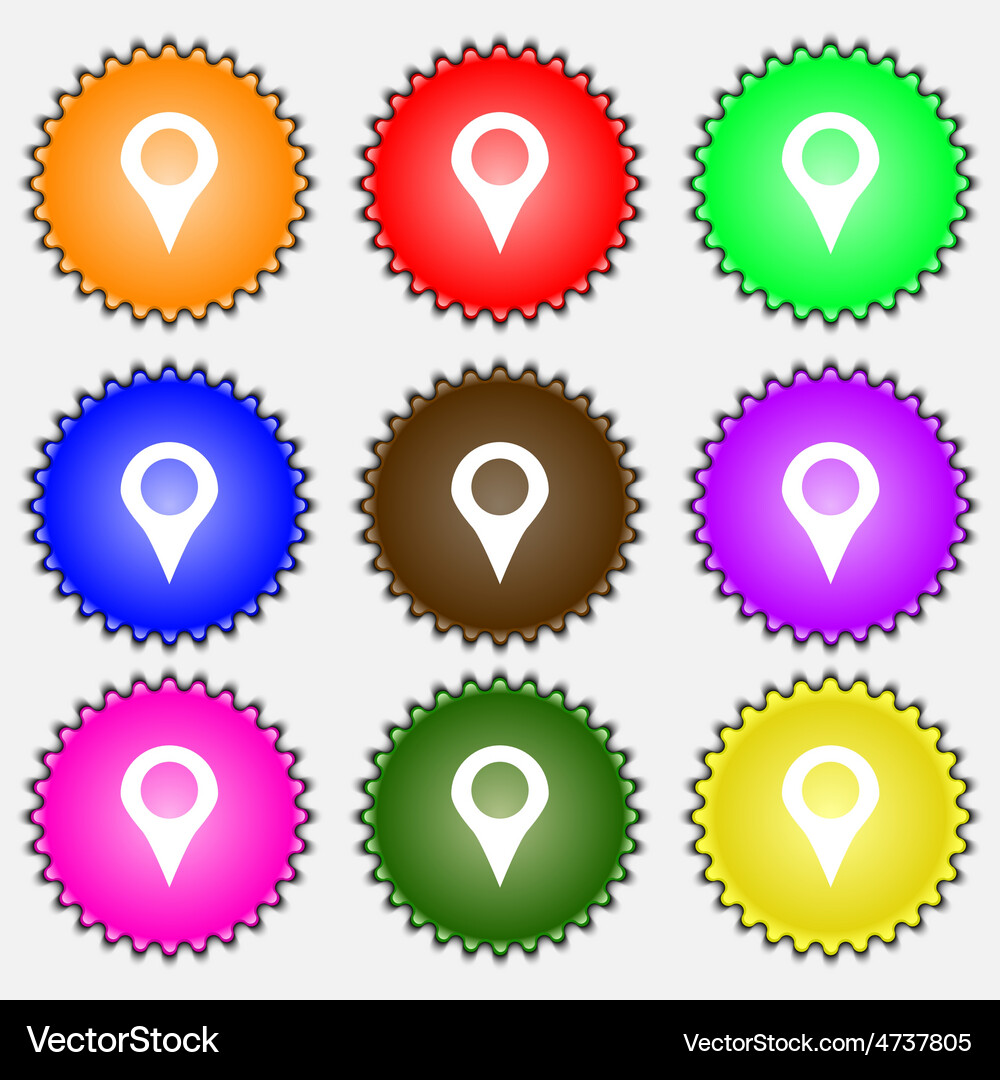 Map pointer gps location icon sign a set of nine Vector Image