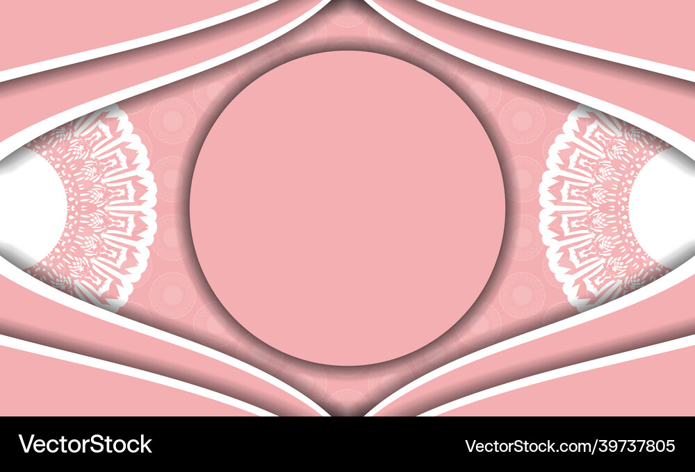 Pink background with greek white ornaments Vector Image