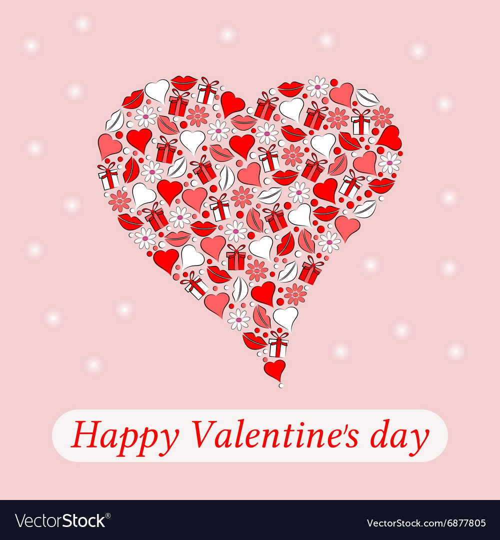 Postcard to the day of valentine heart on a pink Vector Image