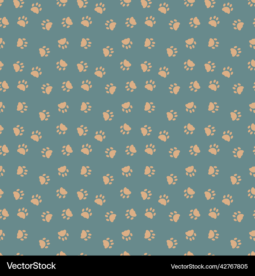 Seamless paw background pattern with pet footprint