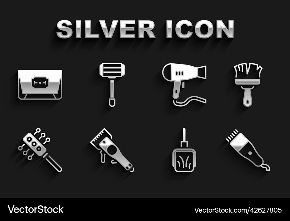Set electrical hair clipper shaving brush Vector Image