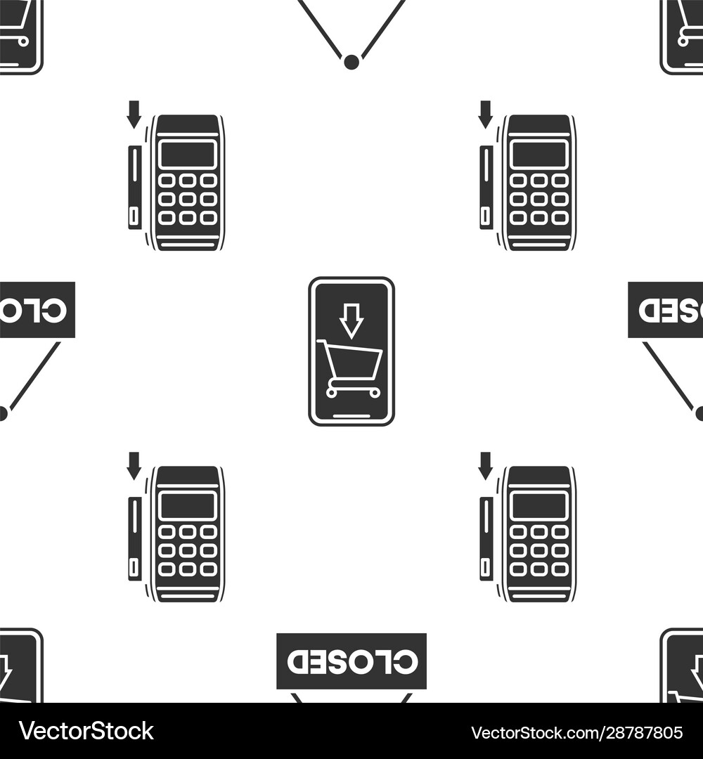 Set hanging sign with text closed mobile phone Vector Image