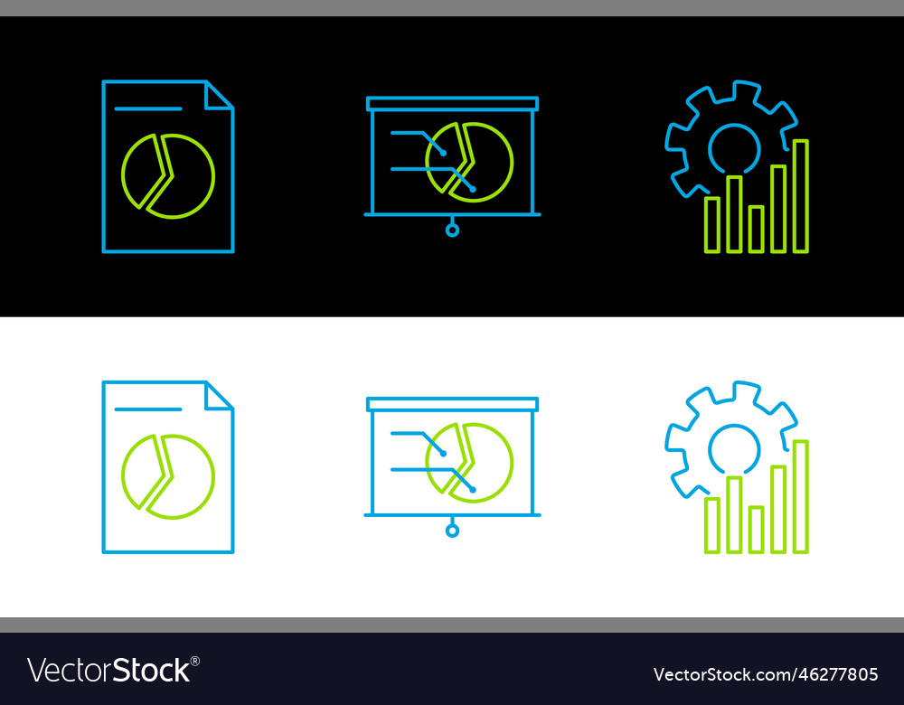 Set line pie chart infographic document Royalty Free Vector