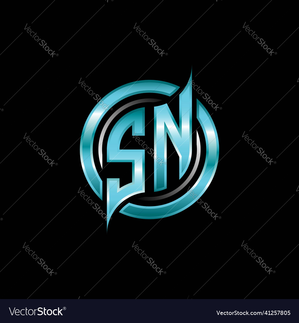 Sn initial monogram logo circle rounded Royalty Free Vector