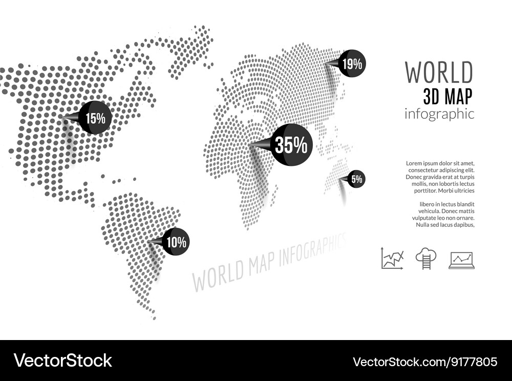World map infographic 3d concept Royalty Free Vector Image
