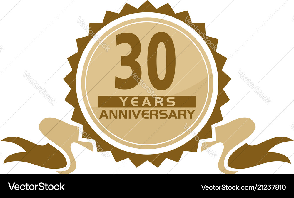 30 years ribbon anniversary Royalty Free Vector Image