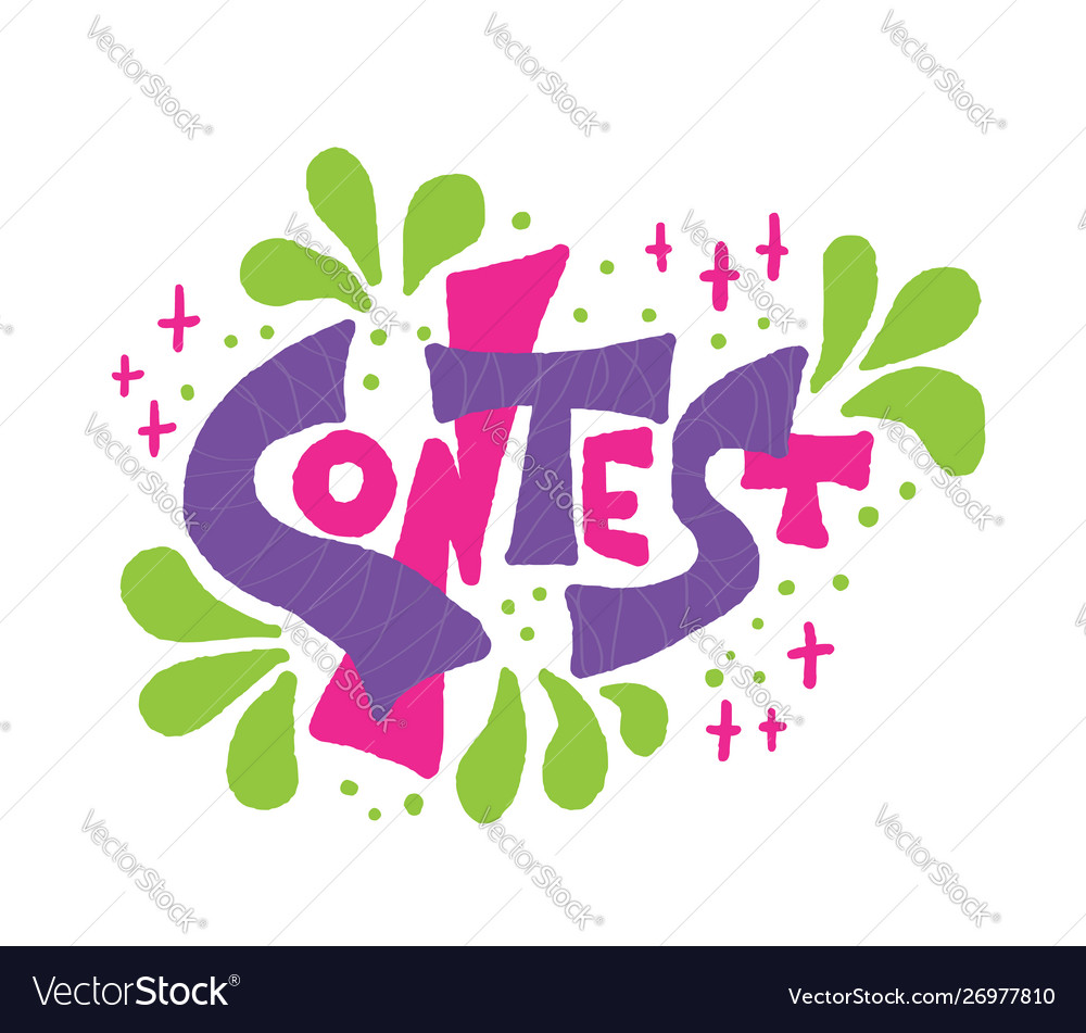 Contest text hand drawn word Royalty Free Vector Image
