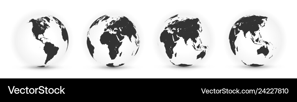 Earth globe world map set planet with continents Vector Image