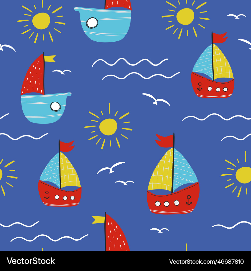 Handdrawn color seamless repeating childish Vector Image