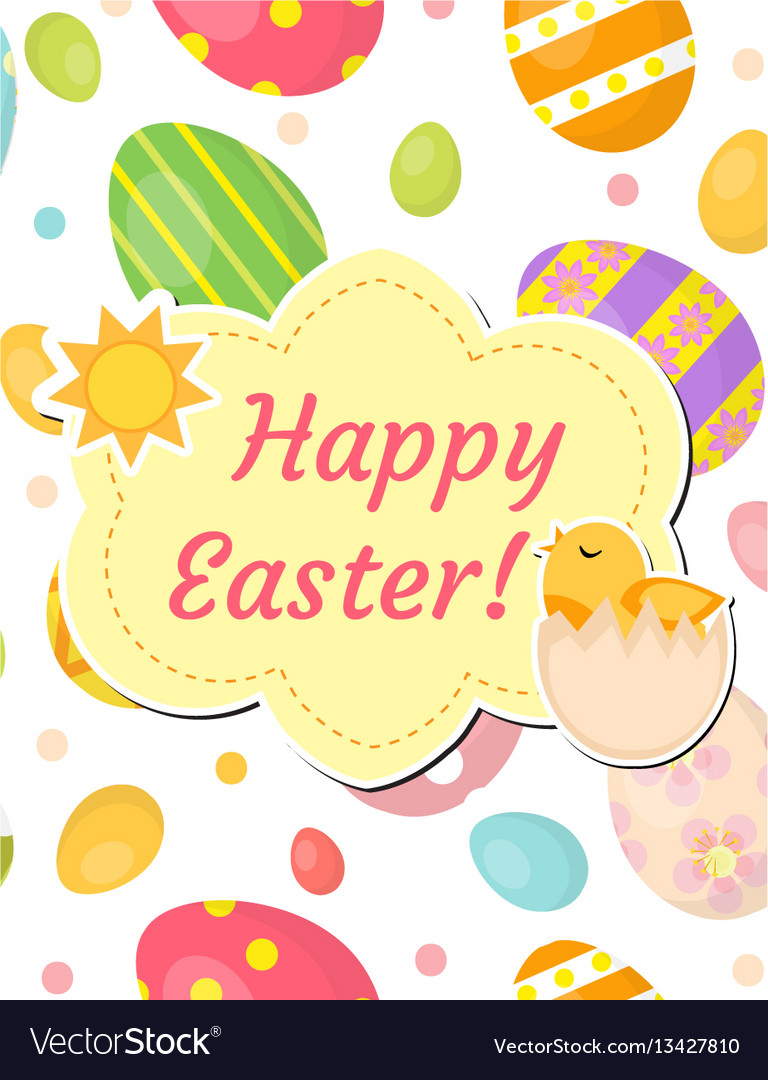 Happy easter greeting card flyer poster with Vector Image