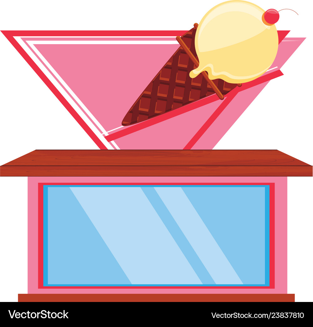 Ice cream store facade isolated icon Royalty Free Vector