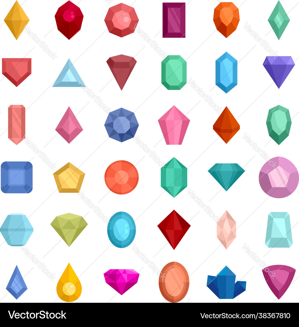 Jewel icons set flat isolated Royalty Free Vector Image