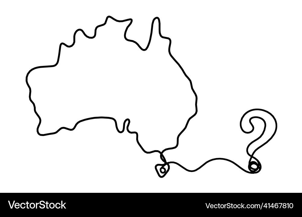 Map of australia with question mark as line Vector Image