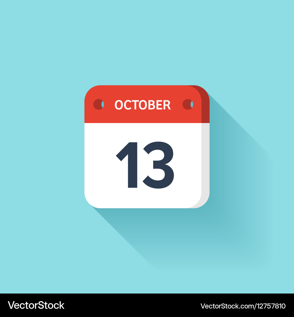 October 13 isometric calendar icon with shadow Vector Image