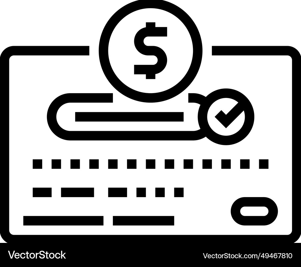 Payment approved bank line icon Royalty Free Vector Image