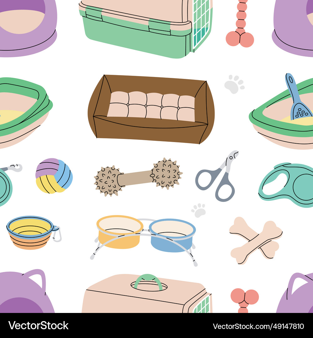 Pet supplies pattern animals accessories toy Vector Image