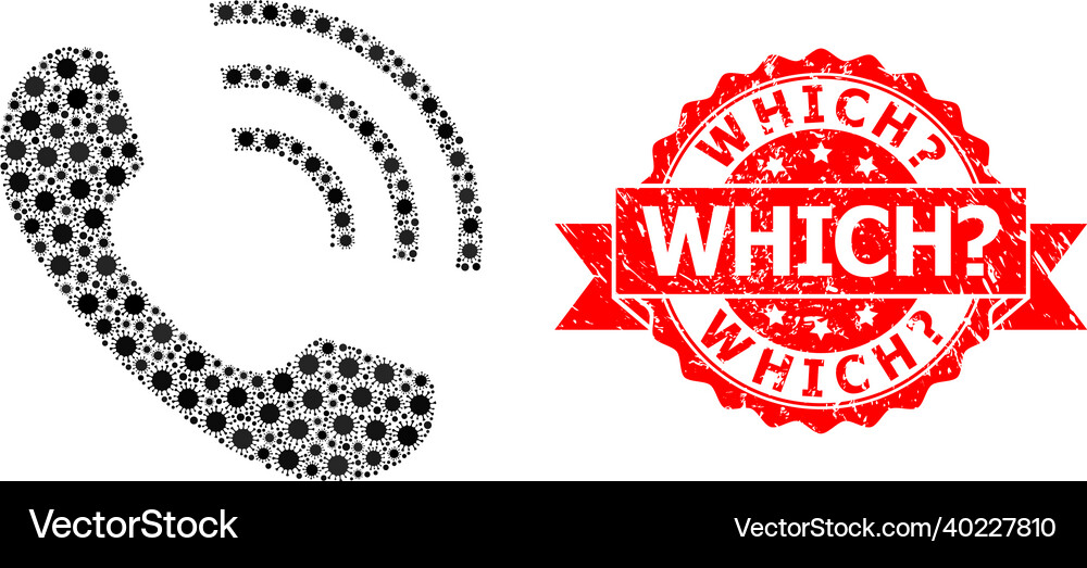Rubber which query stamp and covid19 mosaic phone Vector Image