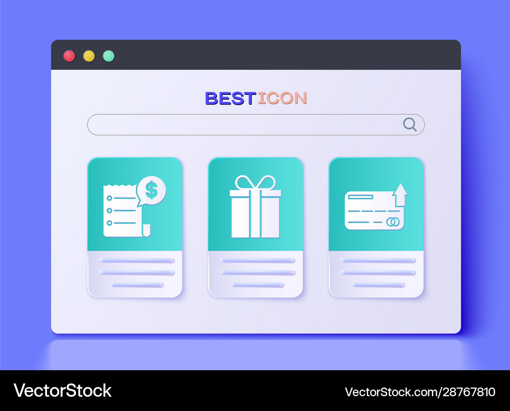 Set gift box paper check and financial check Vector Image