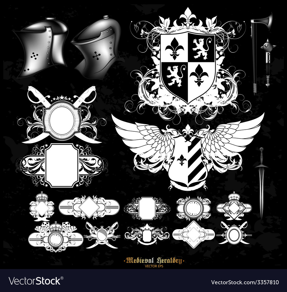 Set of medieval heraldry Royalty Free Vector Image