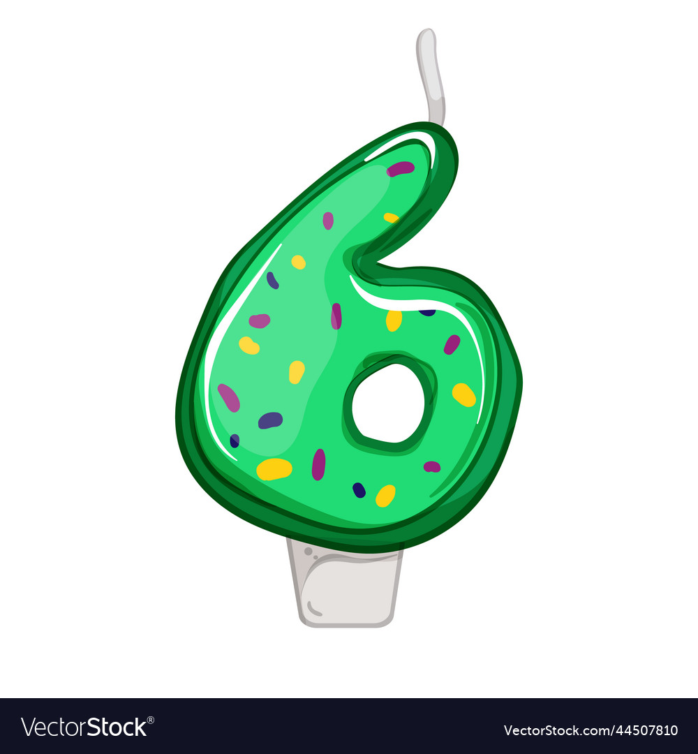 Six happy birthday number candle cartoon Vector Image