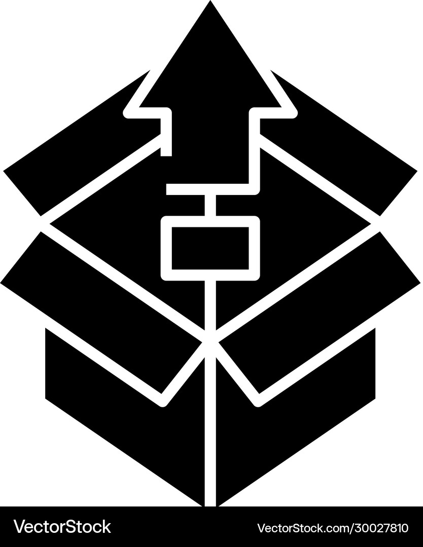 Unpacking black icon concept Royalty Free Vector Image