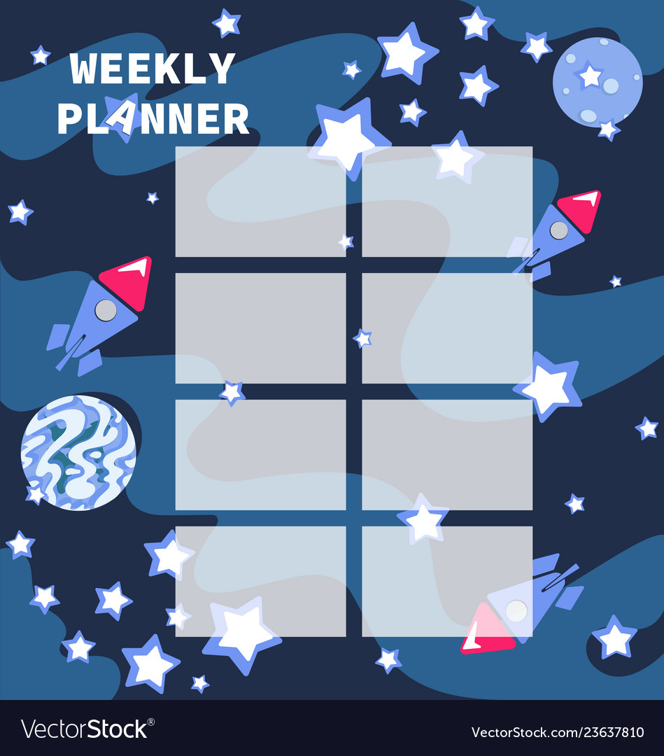 Weekly planner with a space theme Royalty Free Vector Image