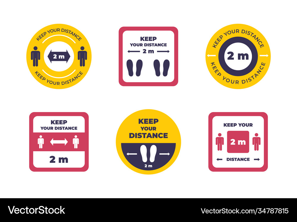 Collection keep your distance signs Royalty Free Vector