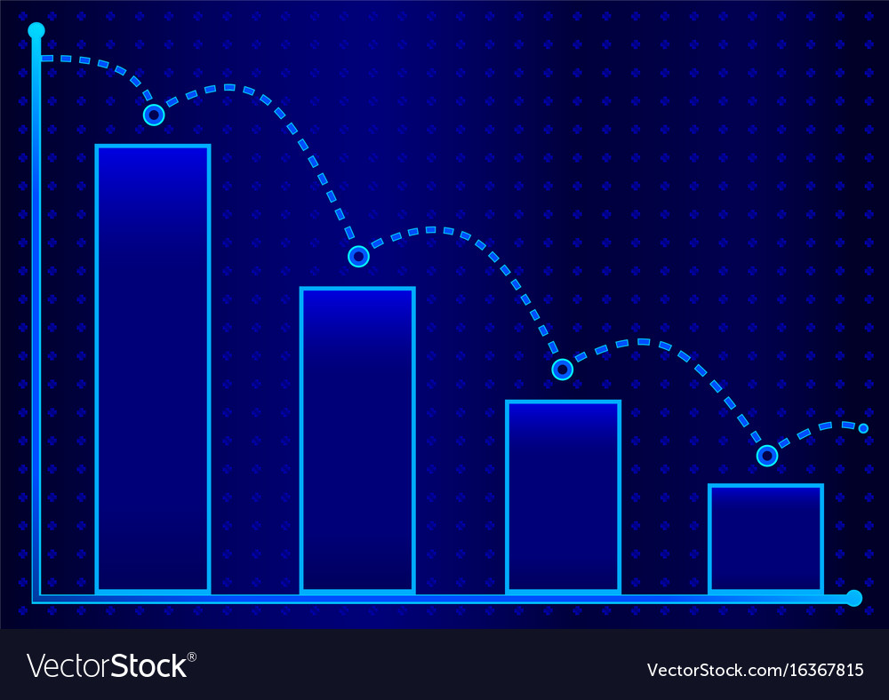 Decreasing bar graph with blue arrow isometric Vector Image Decreasing bar graph with blue arrow isometric Vector Image