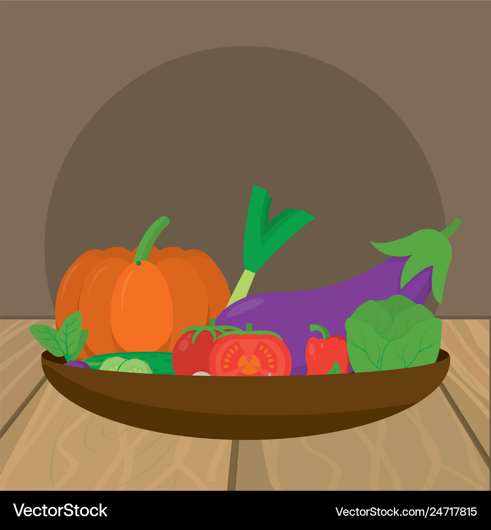 Delicious fresh vegetables cartoon Royalty Free Vector Image