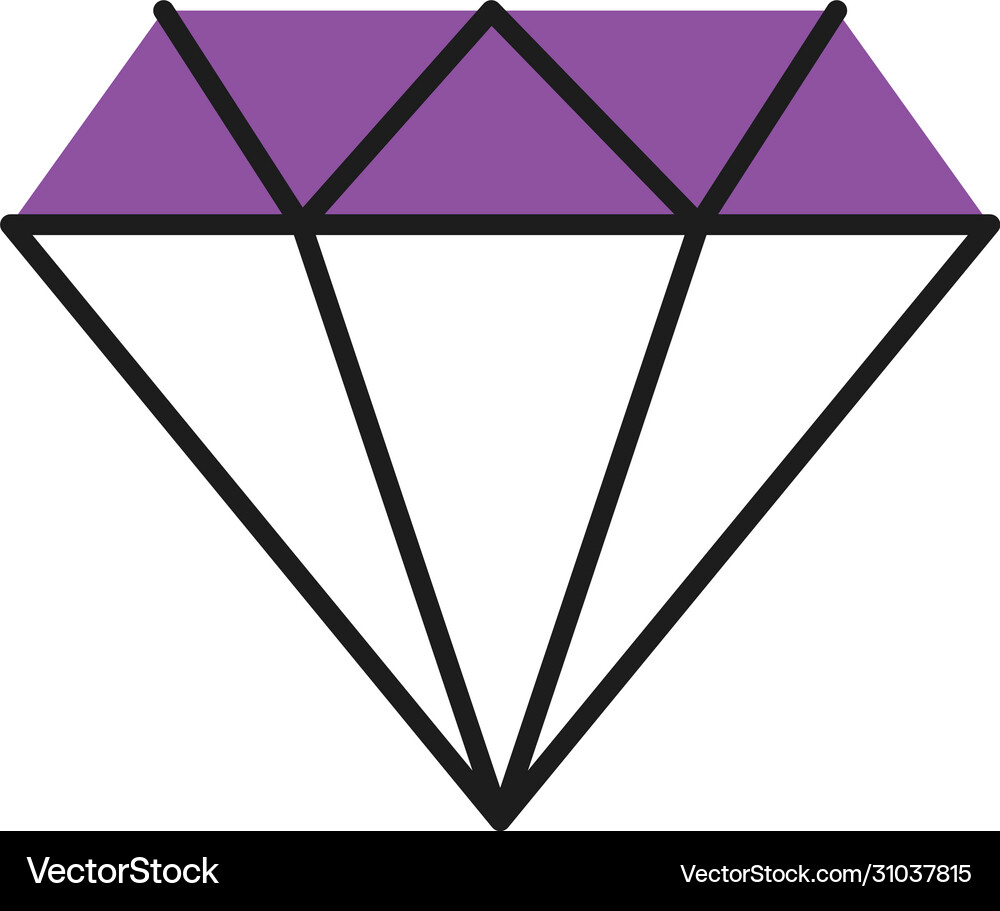 Diamond icon line and fill style Royalty Free Vector Image