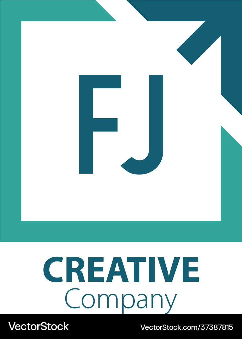 Initial letter fj creative out box logo design Vector Image