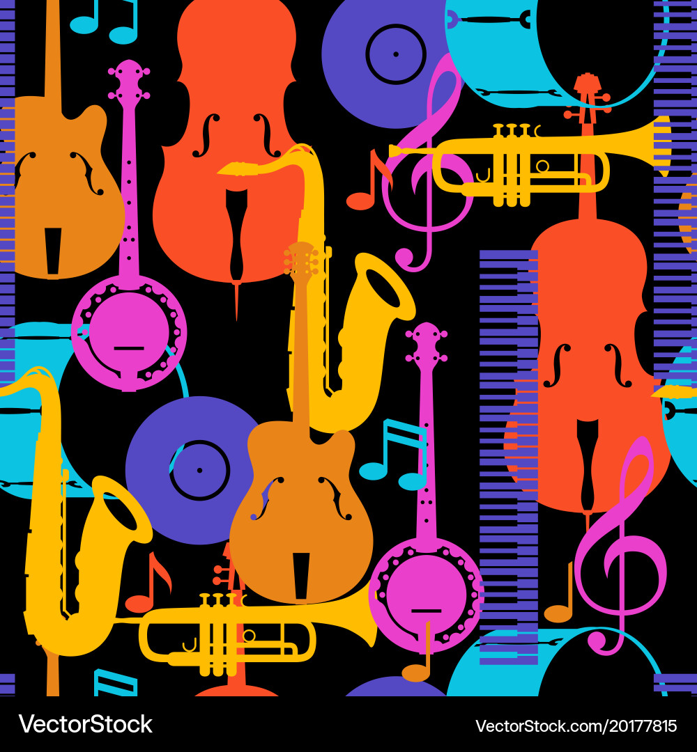 Jazz music seamless pattern with musical Vector Image