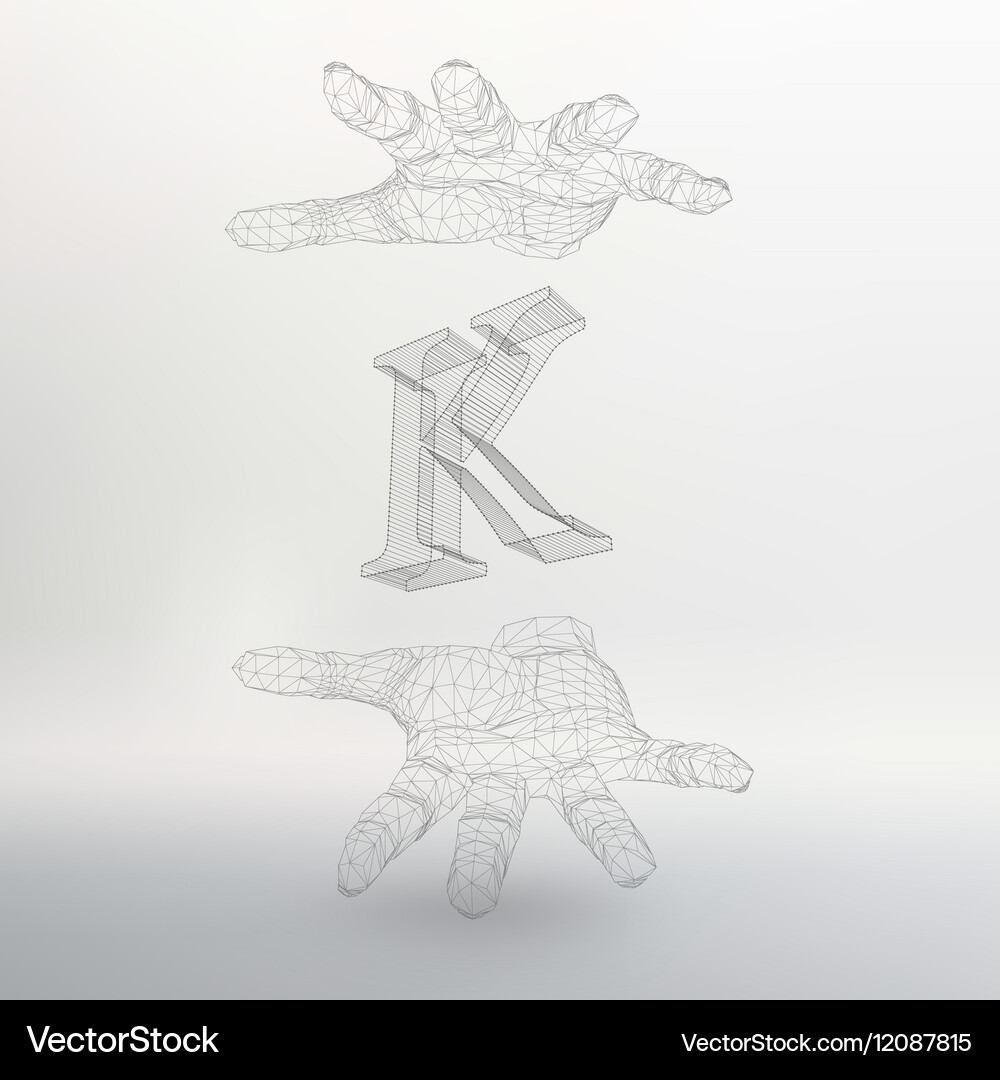 Letter k and hand lines Royalty Free Vector Image