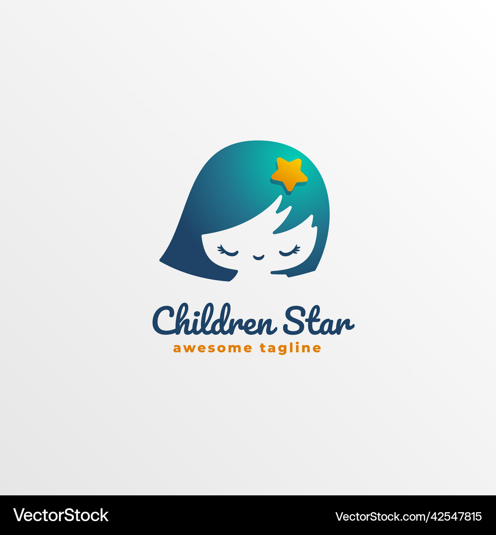 Logo children star gradient colorful style Vector Image