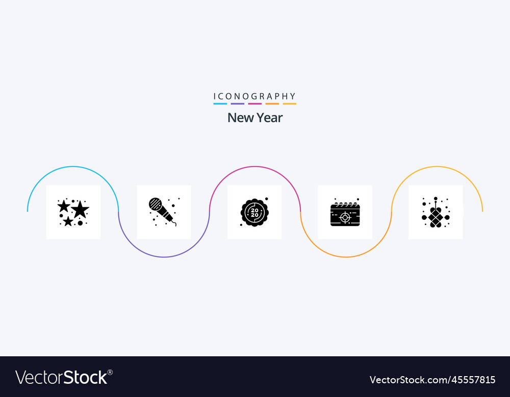 New year glyph 5 icon pack including knot target Vector Image