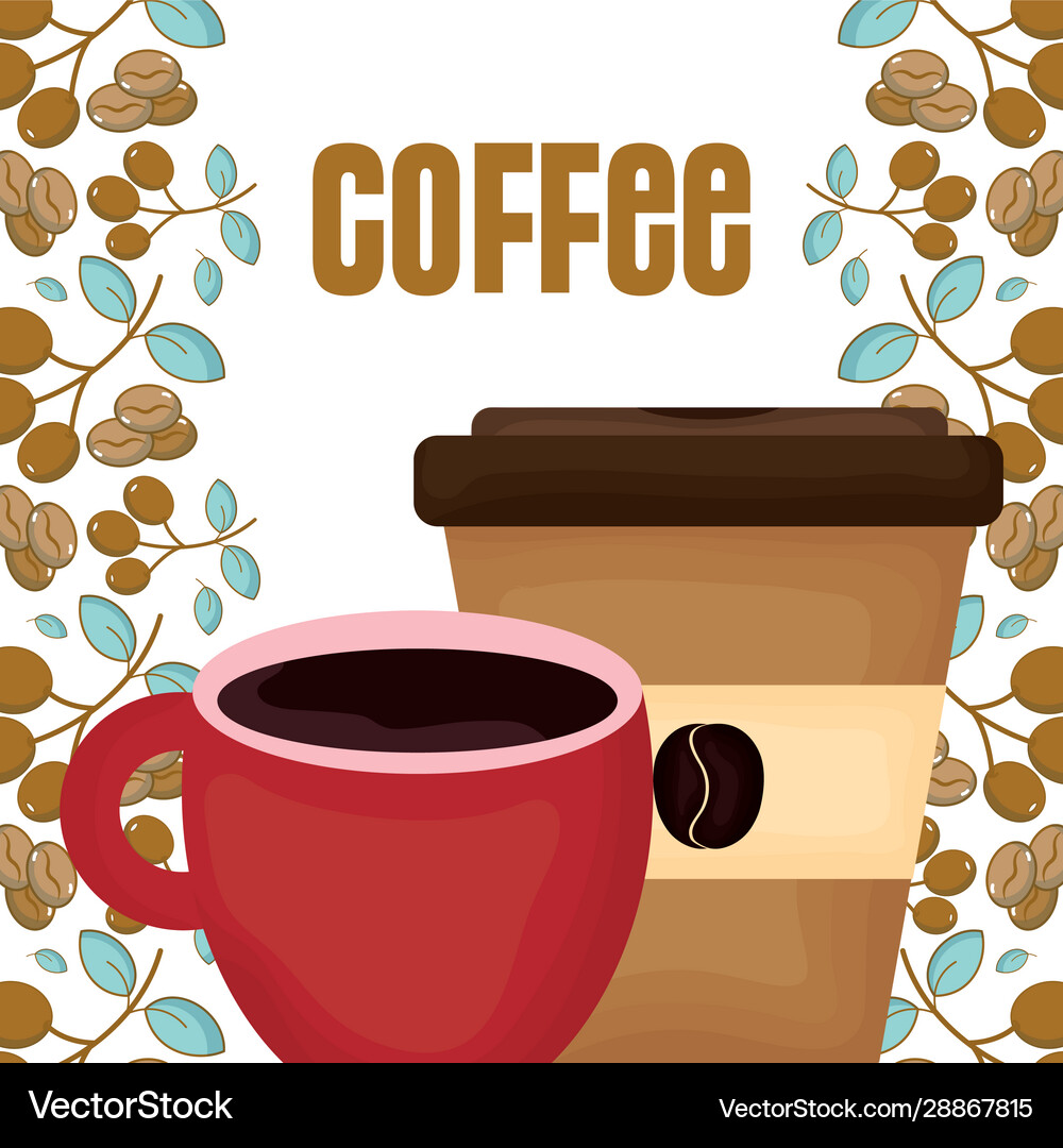 Red cup and disposable fresh beverage coffee Vector Image