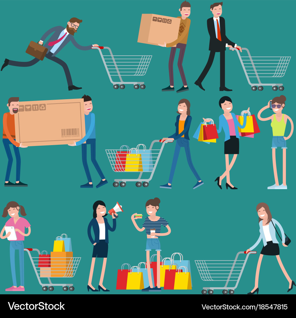 Shopping people icons Royalty Free Vector Image