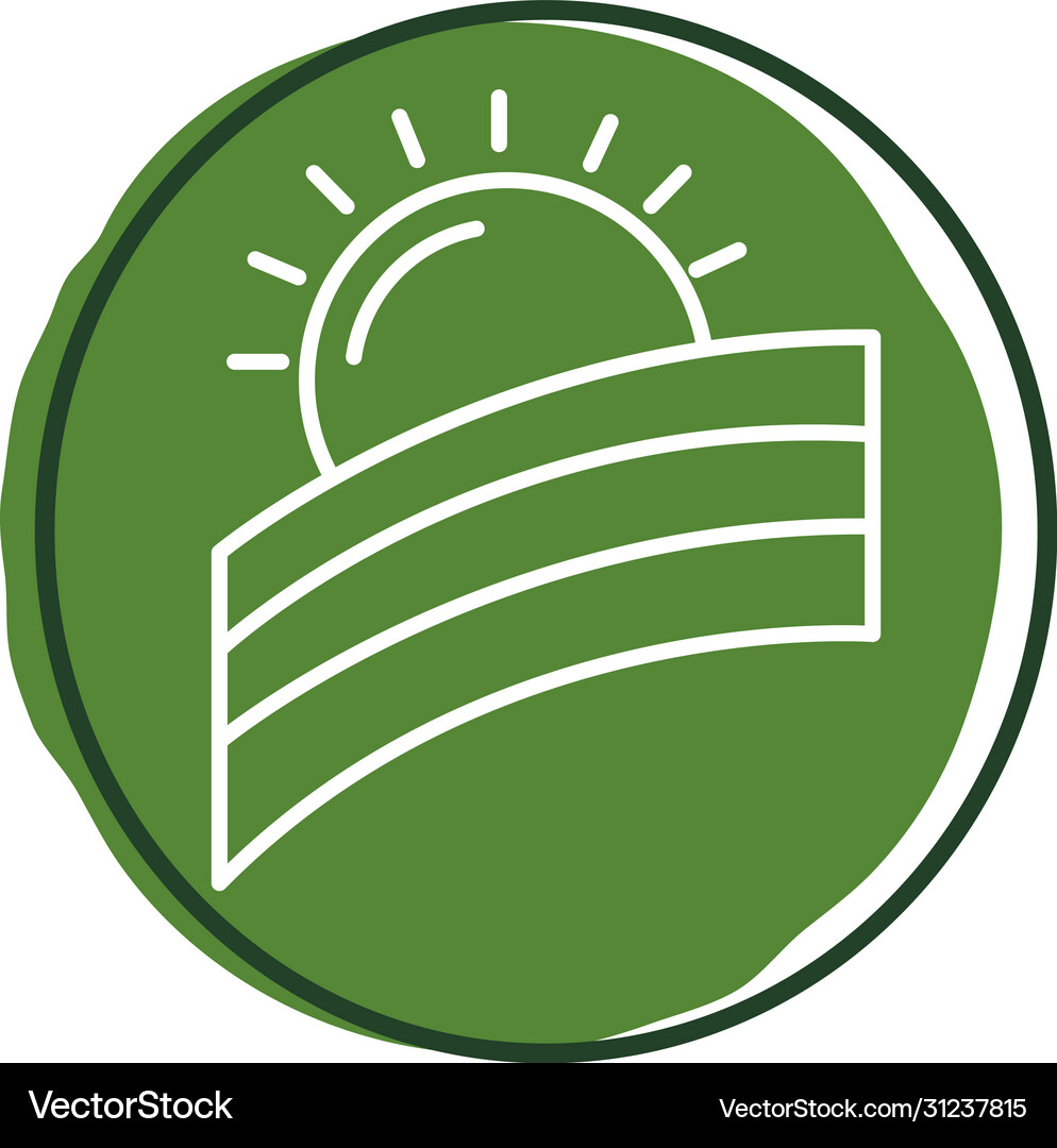 Sun and field block style icon Royalty Free Vector Image