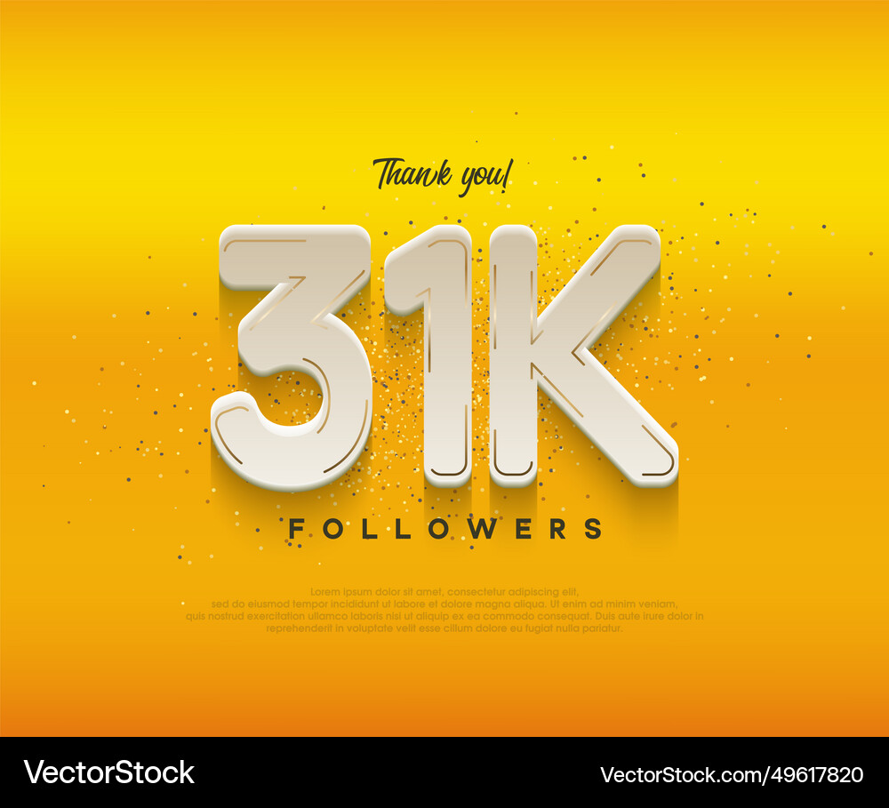 31k followers celebration with modern white Vector Image