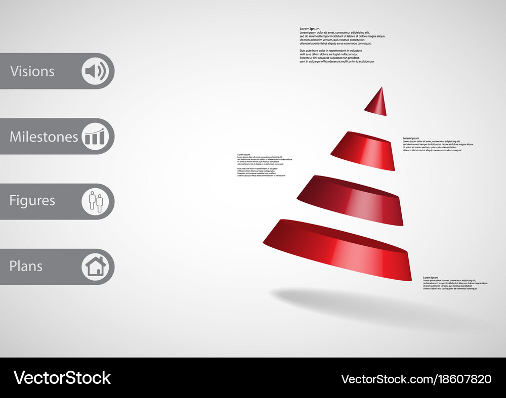 3d infographic template with cone divided to four Vector Image