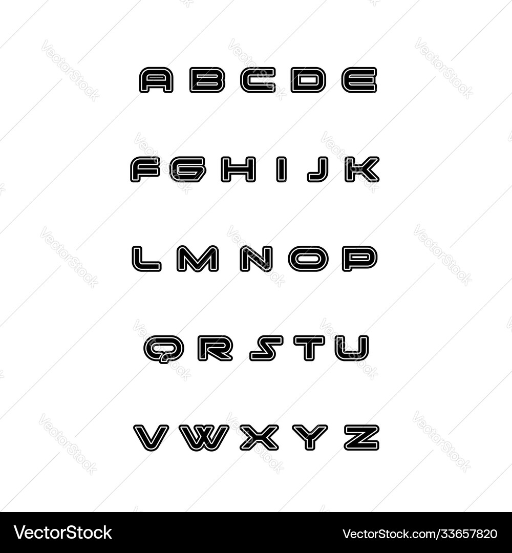 Alphabet set with double outline 18 Royalty Free Vector