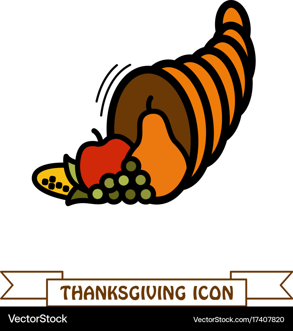 Autumn cornucopia icon harvest thanksgiving Vector Image