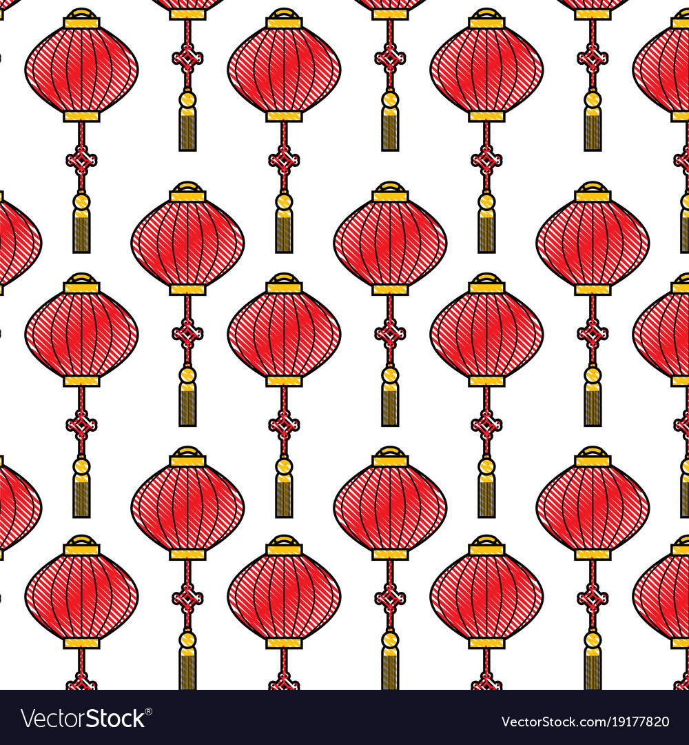 Chinese Lantern Pattern Beautiful Decoration Vector Image