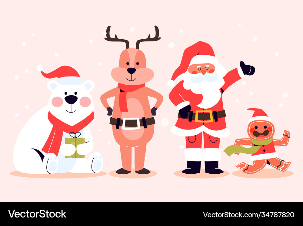 Christmas characters collection in flat design Vector Image