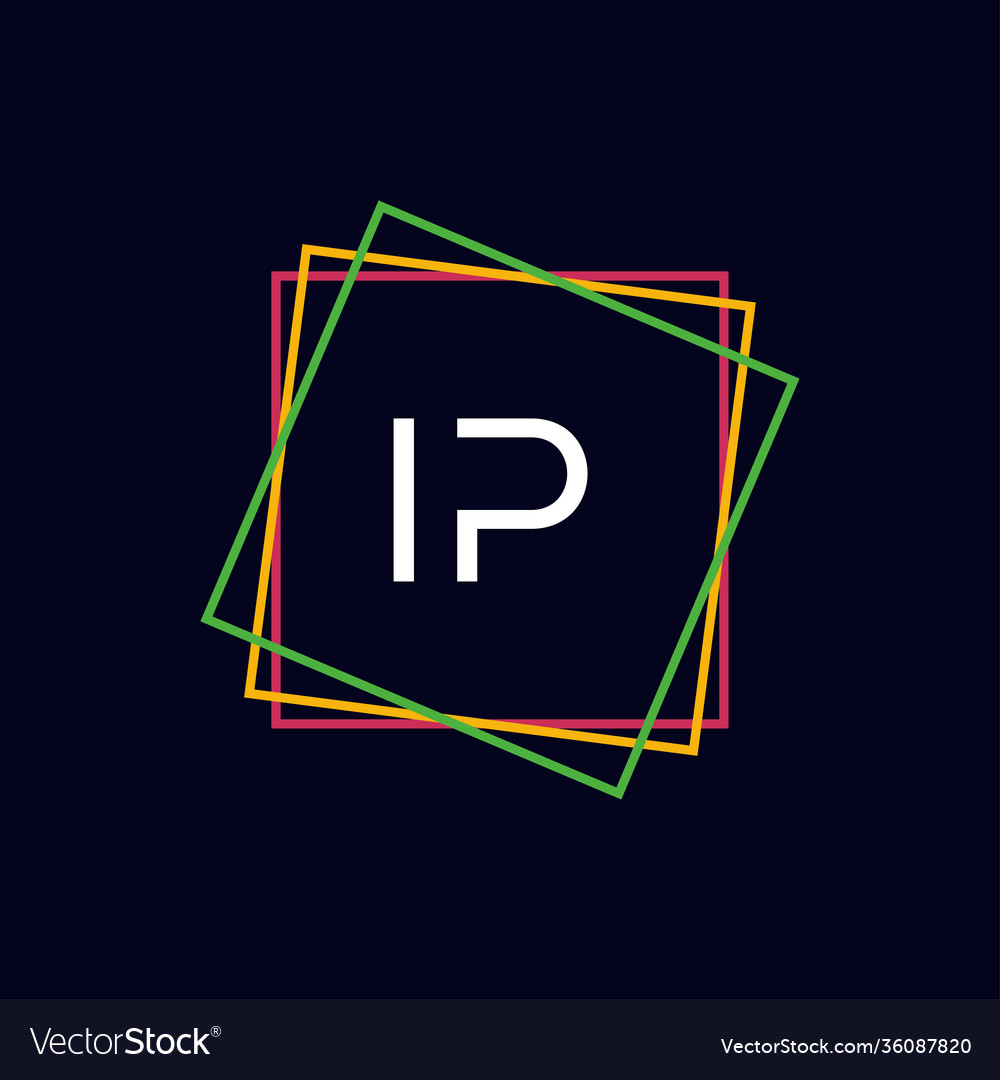 Creative initial letter ip square logo design Vector Image