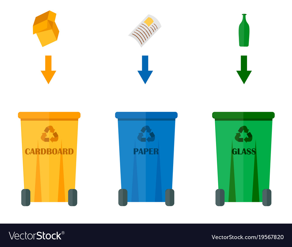 Different recycling garbage waste types sorting Vector Image Different recycling garbage waste types sorting Vector Image