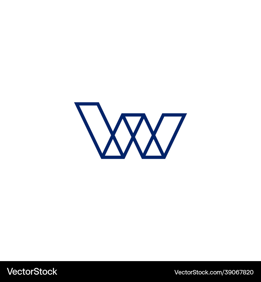 Letter vw simple geometric triangle line logo Vector Image