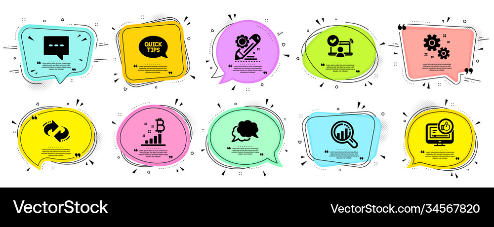 Technology icons set included icon as chat Vector Image
